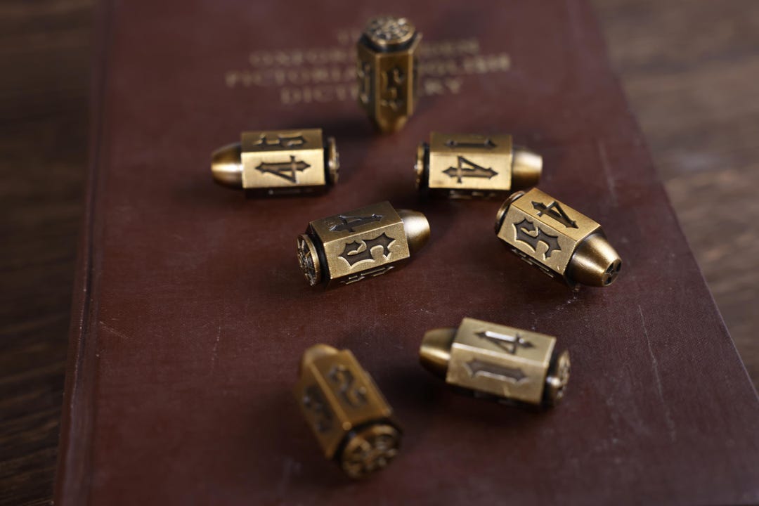 Bronze Bullet Dice, Revolver Bullet Dice, Bronze Fidget Dice, RPG Gun ...