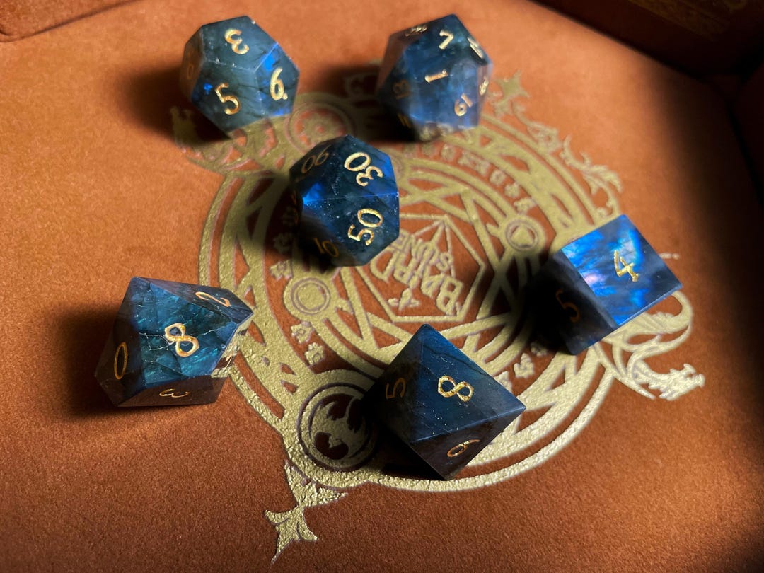 Natural Labradorite Dnd Dice Set, Gemstone Dnd Dice Set, Dungeons and ...