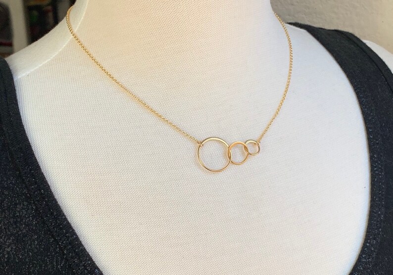 Gold entwined rings necklace linked circles gold circles | Etsy