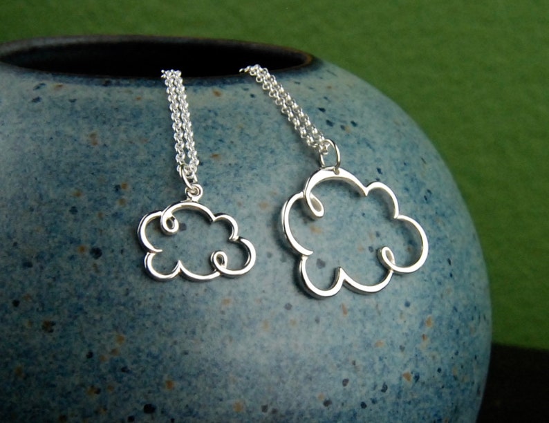 Sterling Silver Cloud Necklace Cloud Pendant Silver Lining - Etsy