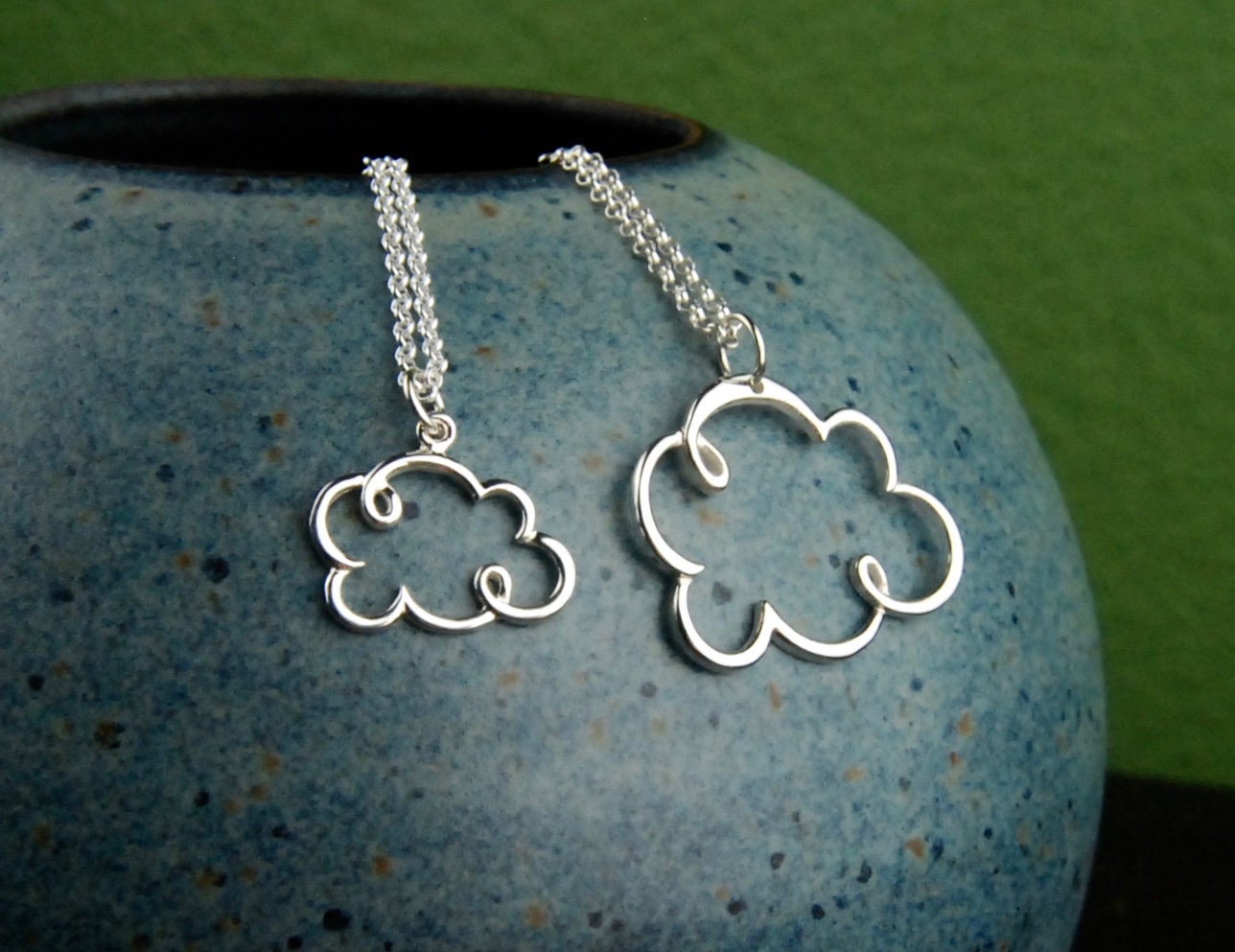 Sterling Silver Cloud Necklace Cloud Pendant Silver Lining | Etsy