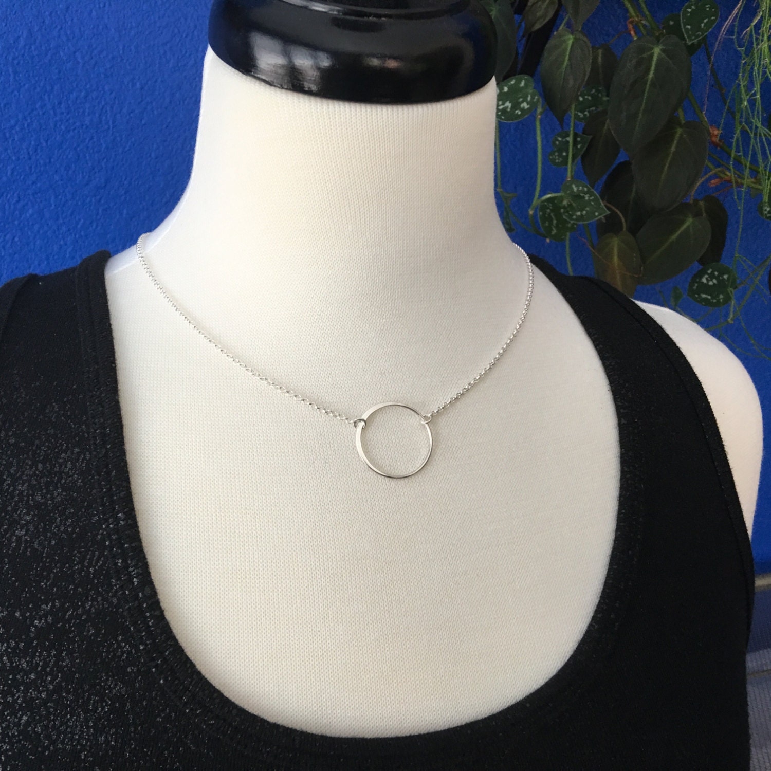 Sterling Silver Circle Necklace Large Circle Large Silver | Etsy