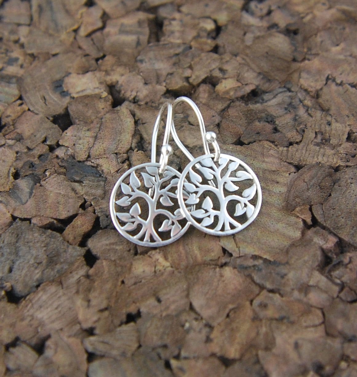 Small Tree of Life Charm Earrings in Sterling Silver Tree - Etsy