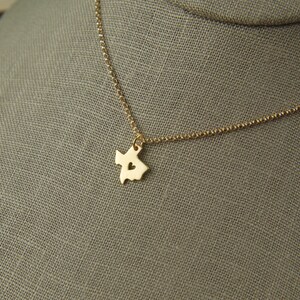Gold Texas State Charm and 14 Karat Gold Filled Chain, Heart of Texas ...