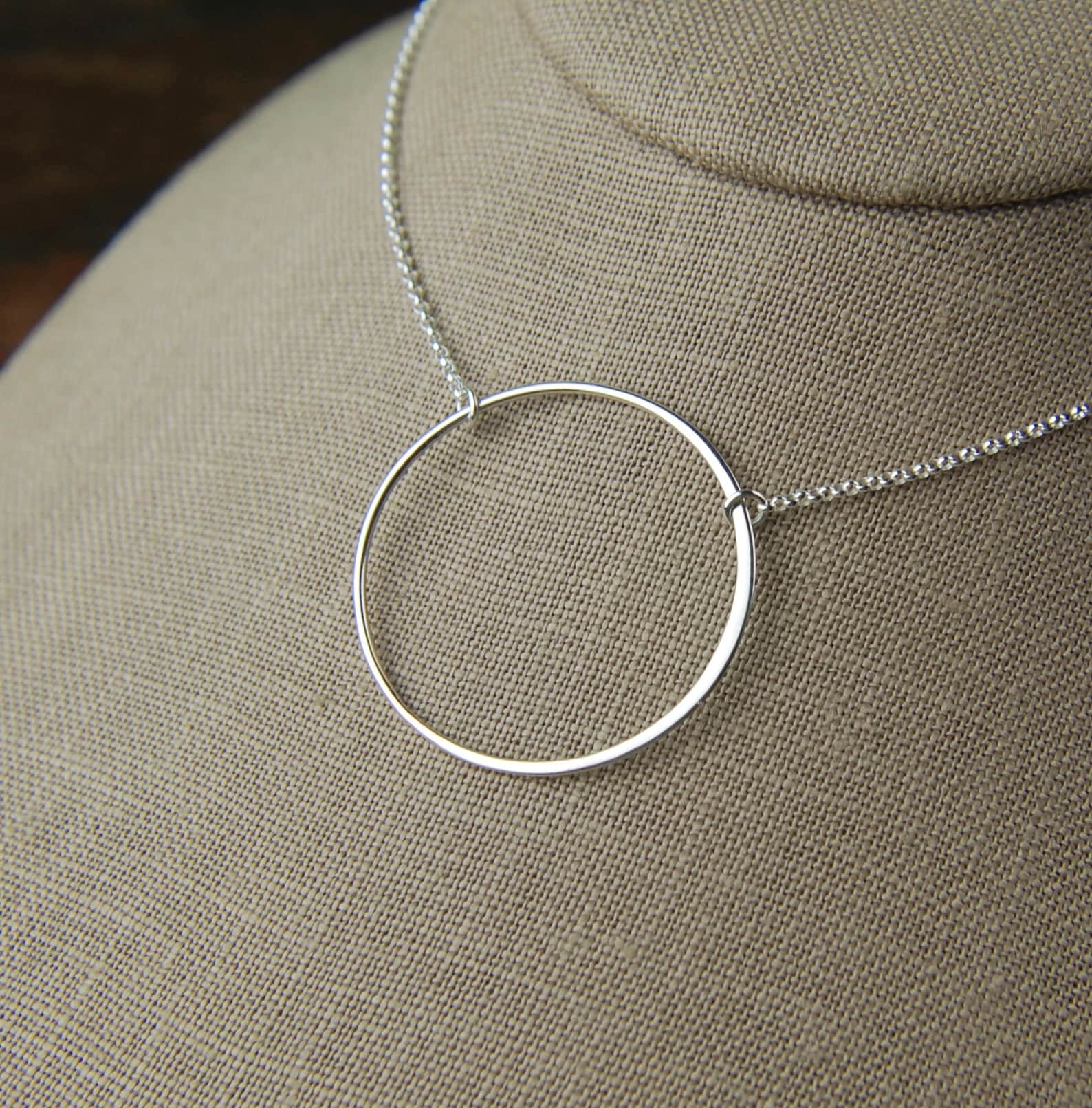 Extra Large 36mm Circle Necklace in Sterling Silver Silver - Etsy
