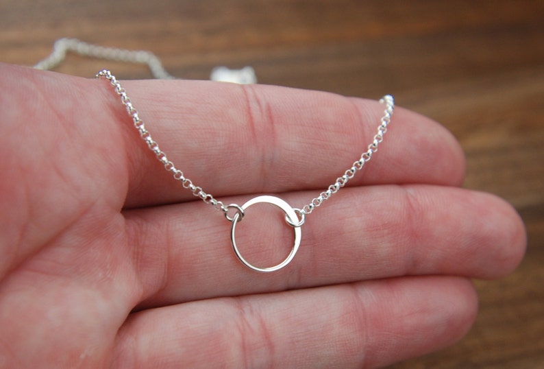 Small Silver Circle Link and Sterling Silver Necklace Tiny - Etsy