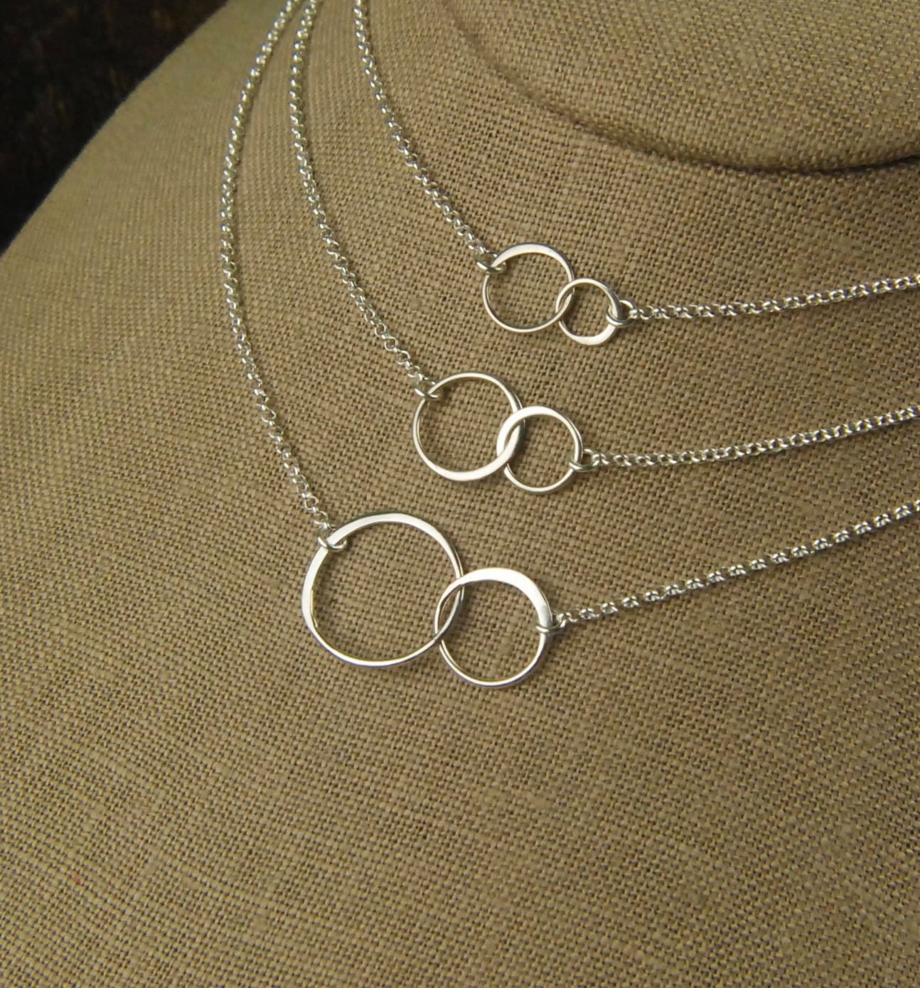Linked Circles Necklace In Sterling Silver Connected Circles Etsy