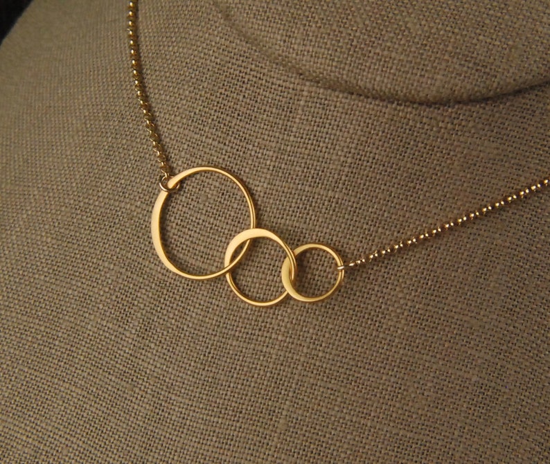 Gold entwined rings necklace linked circles gold circles | Etsy