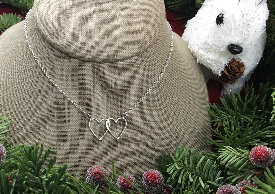 Connected Hearts Necklace in Sterling Silver or Gold - Etsy