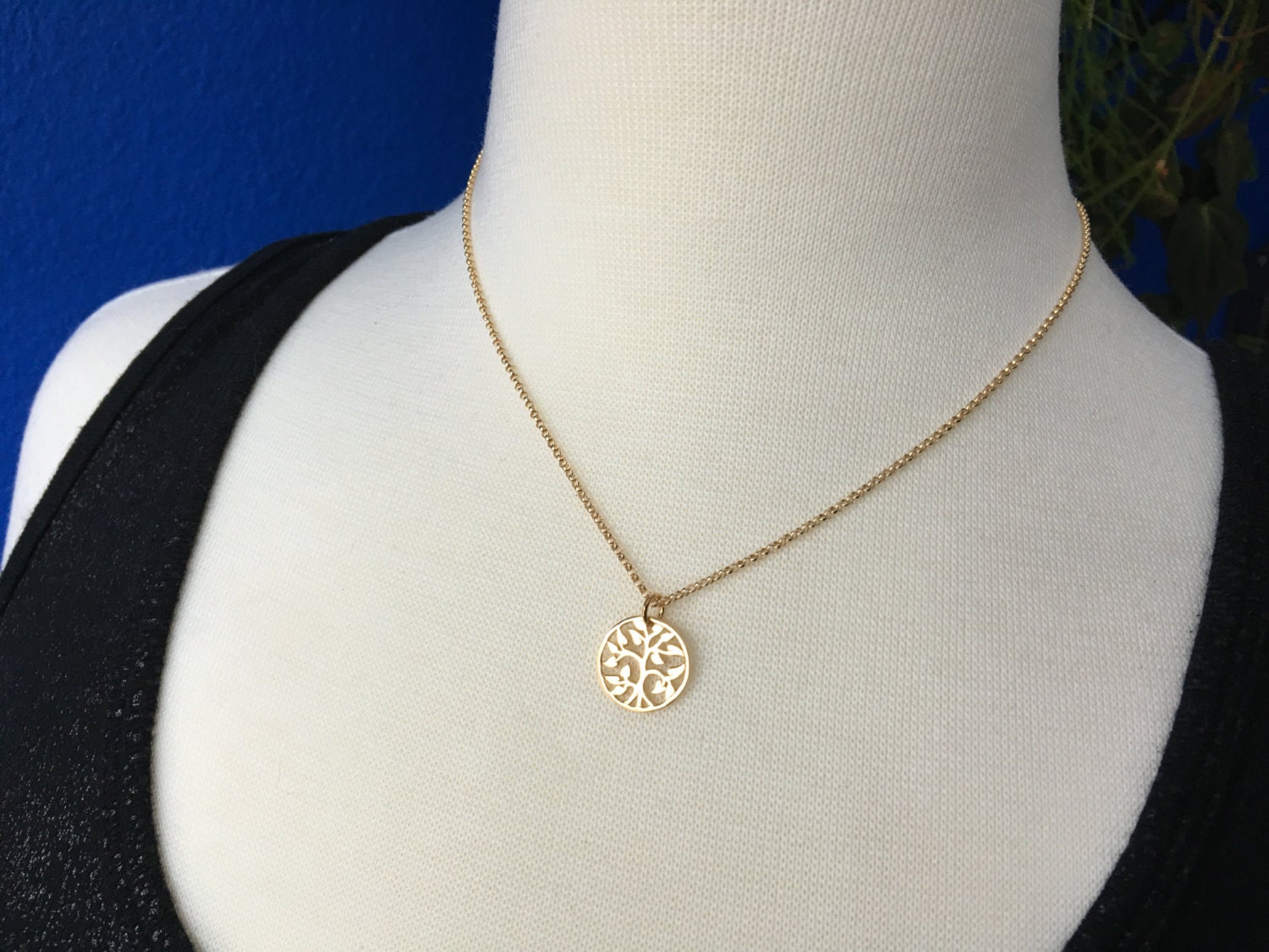 Small gold tree of life pendant and gold filled necklace gold | Etsy