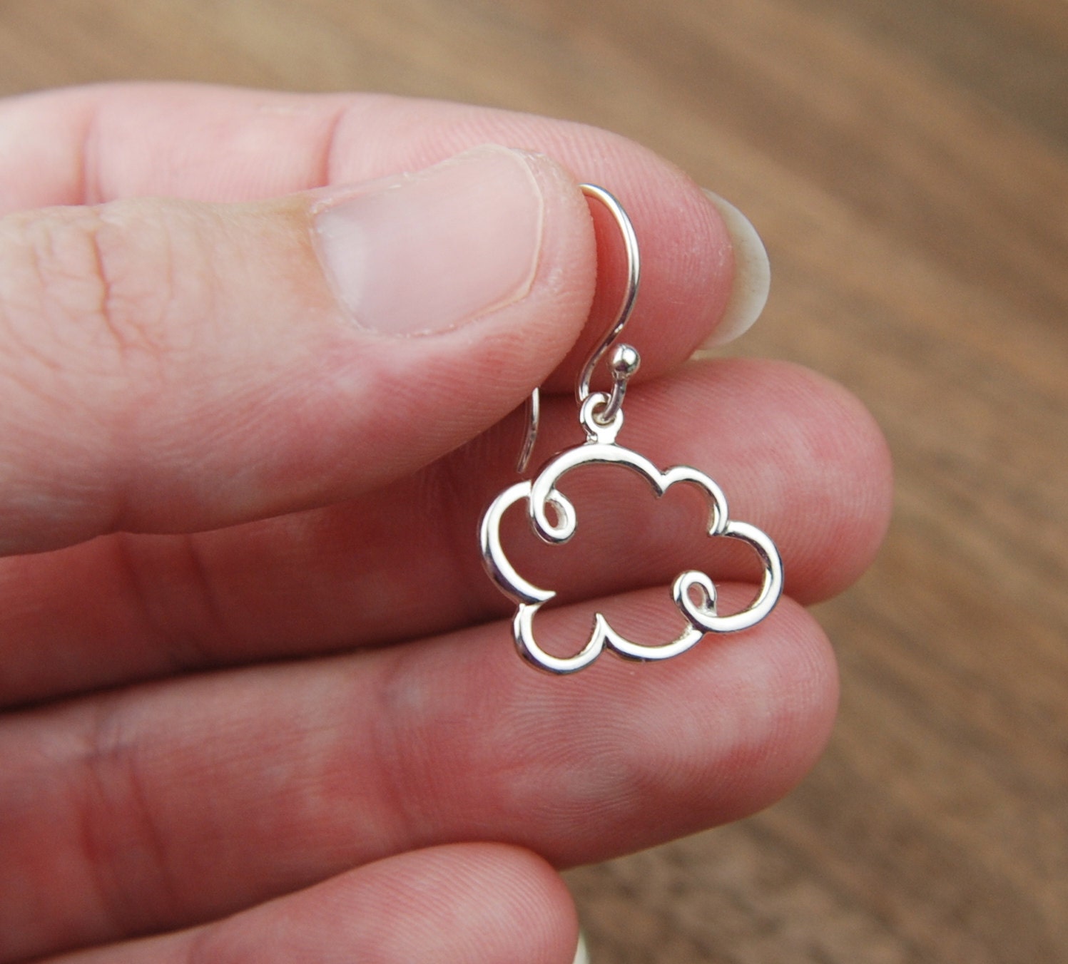 Cloud charm earrings in sterling silver sky silver cloud | Etsy