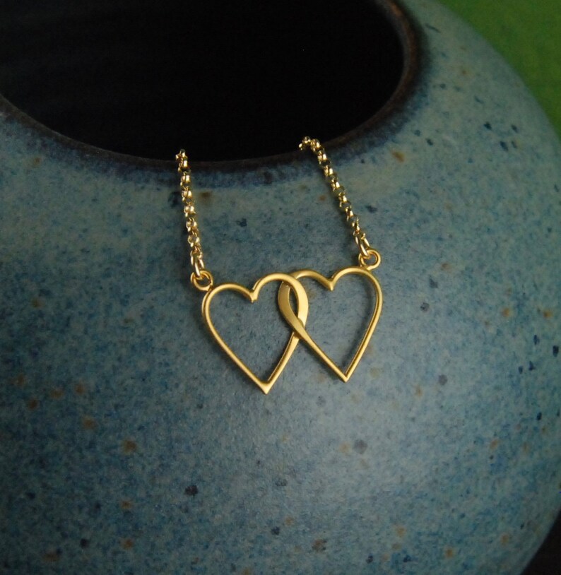 Connected Hearts Necklace in Sterling Silver or Gold | Etsy