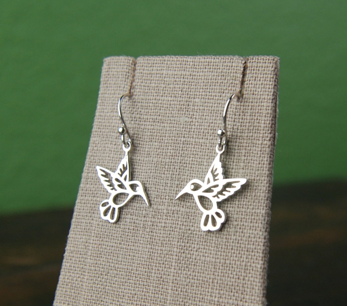 Hummingbird Earrings in Sterling Silver Hummingbird Charm - Etsy