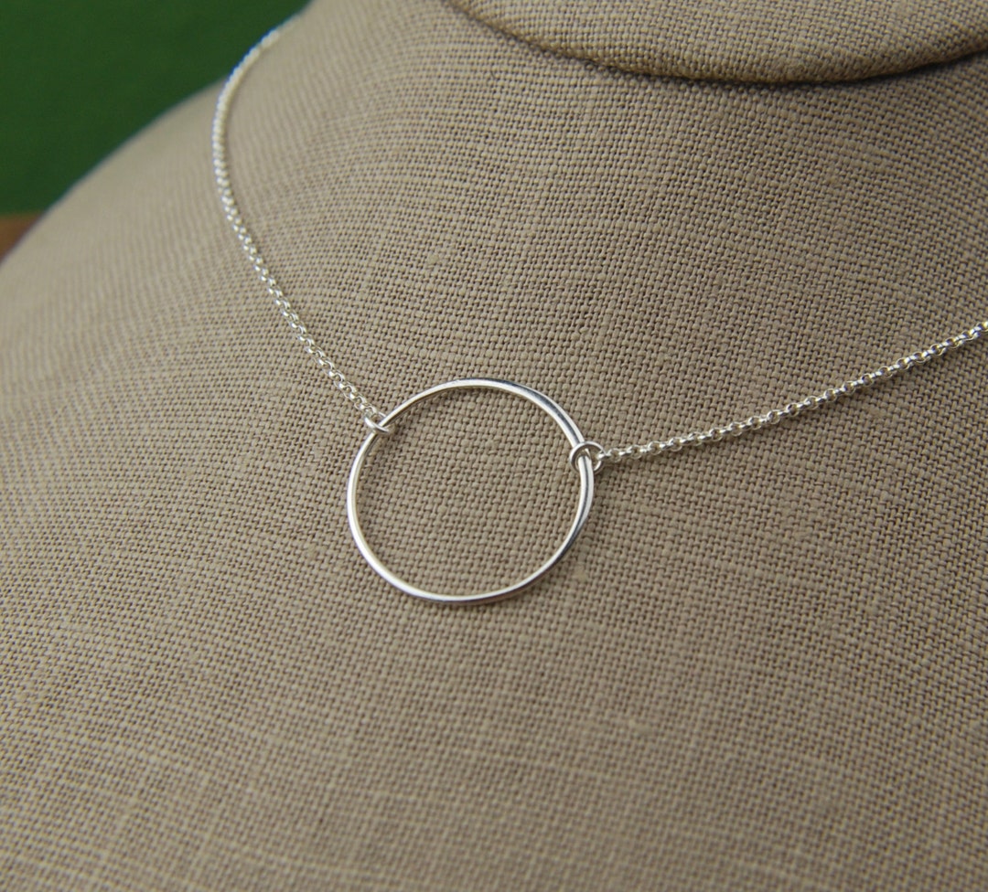 Sterling Silver Circle Necklace, Large Circle, Large Silver Circle ...