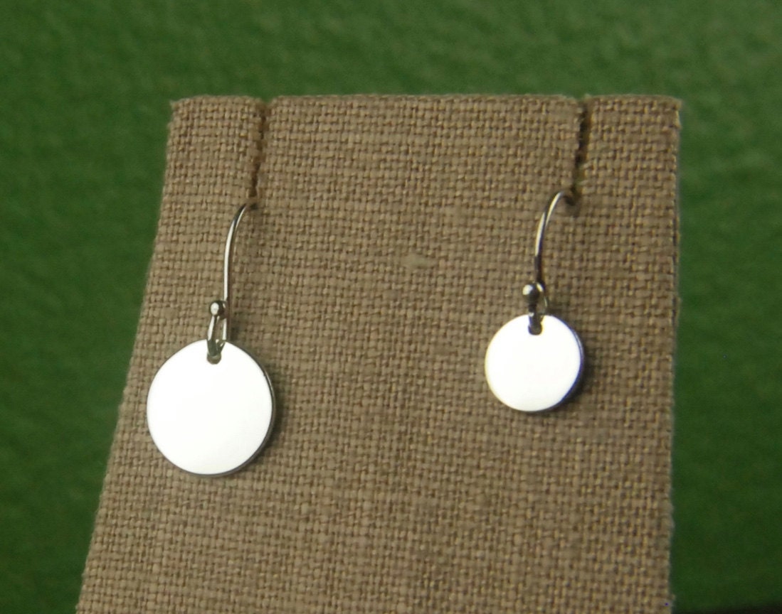 Small or Large Round Drop Earrings in Sterling Silver Round | Etsy