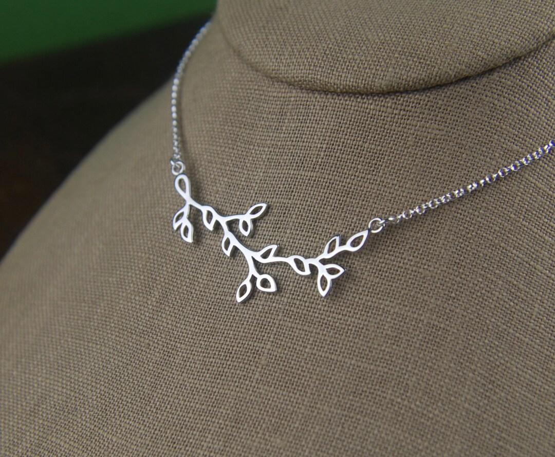 Sterling Silver Branch With Leaves Pendant and Sterling Silver Necklace ...