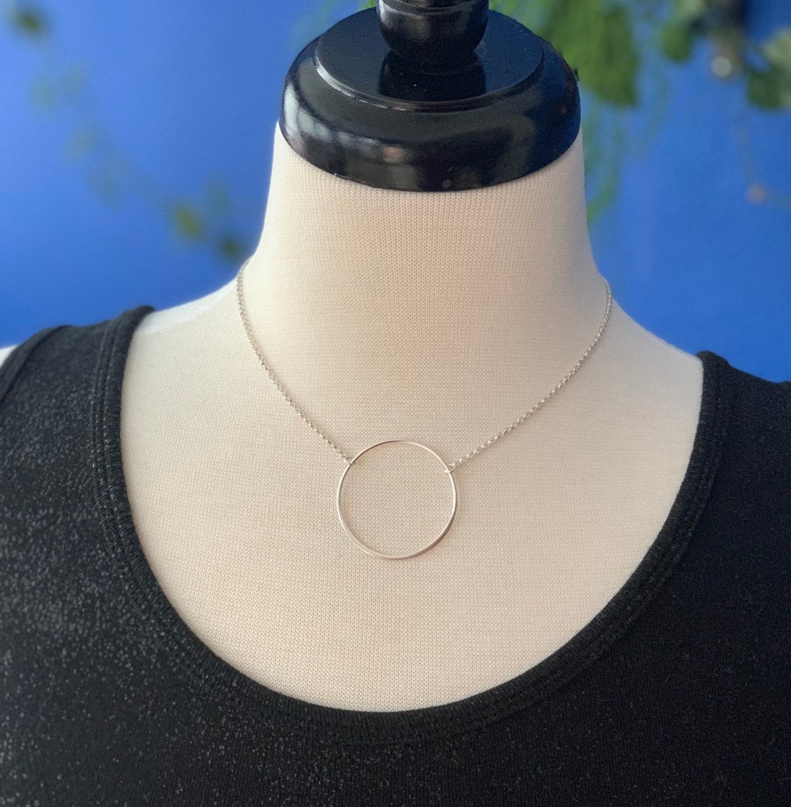 Extra Large 36mm Circle Necklace in Sterling Silver Silver | Etsy