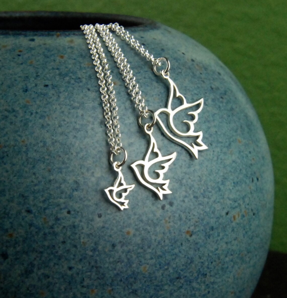 Dove Charm Necklace in Sterling Silver Dove Necklace - Etsy