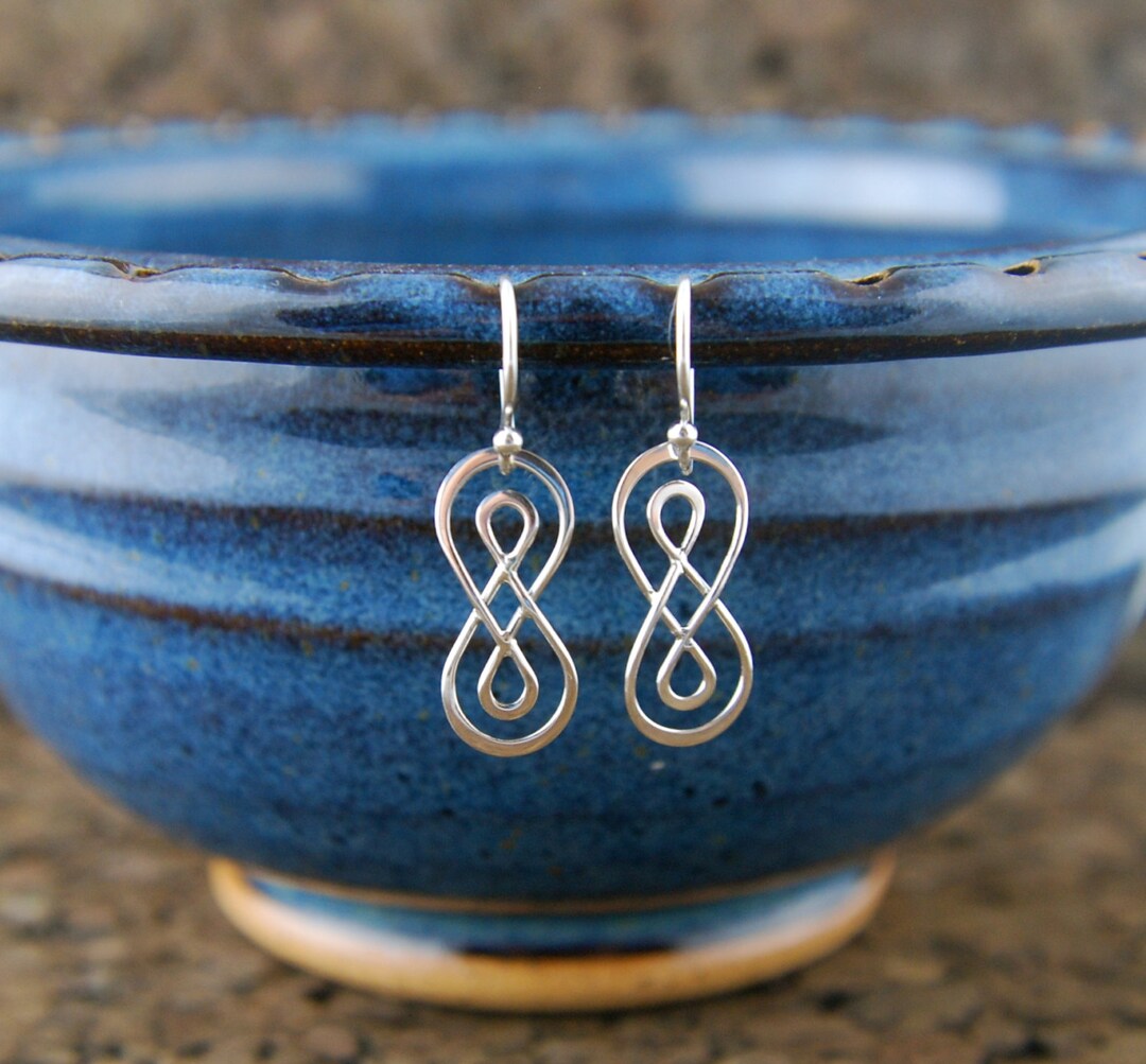 Double Infinity Earrings in Sterling Silver, Infinity Knot, Infinity ...