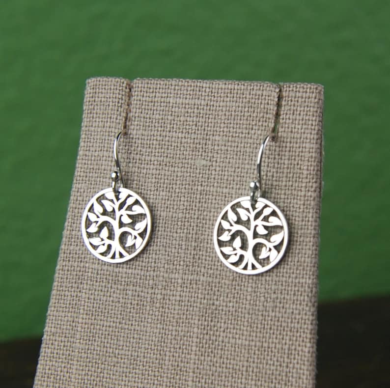 Small Tree of Life Charm Earrings in Sterling Silver Tree - Etsy