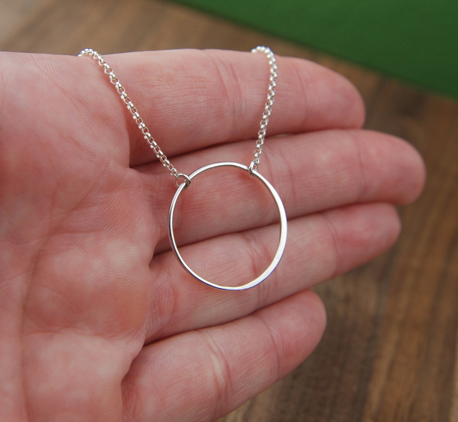 Sterling Silver Circle Necklace Large Circle Large Silver | Etsy