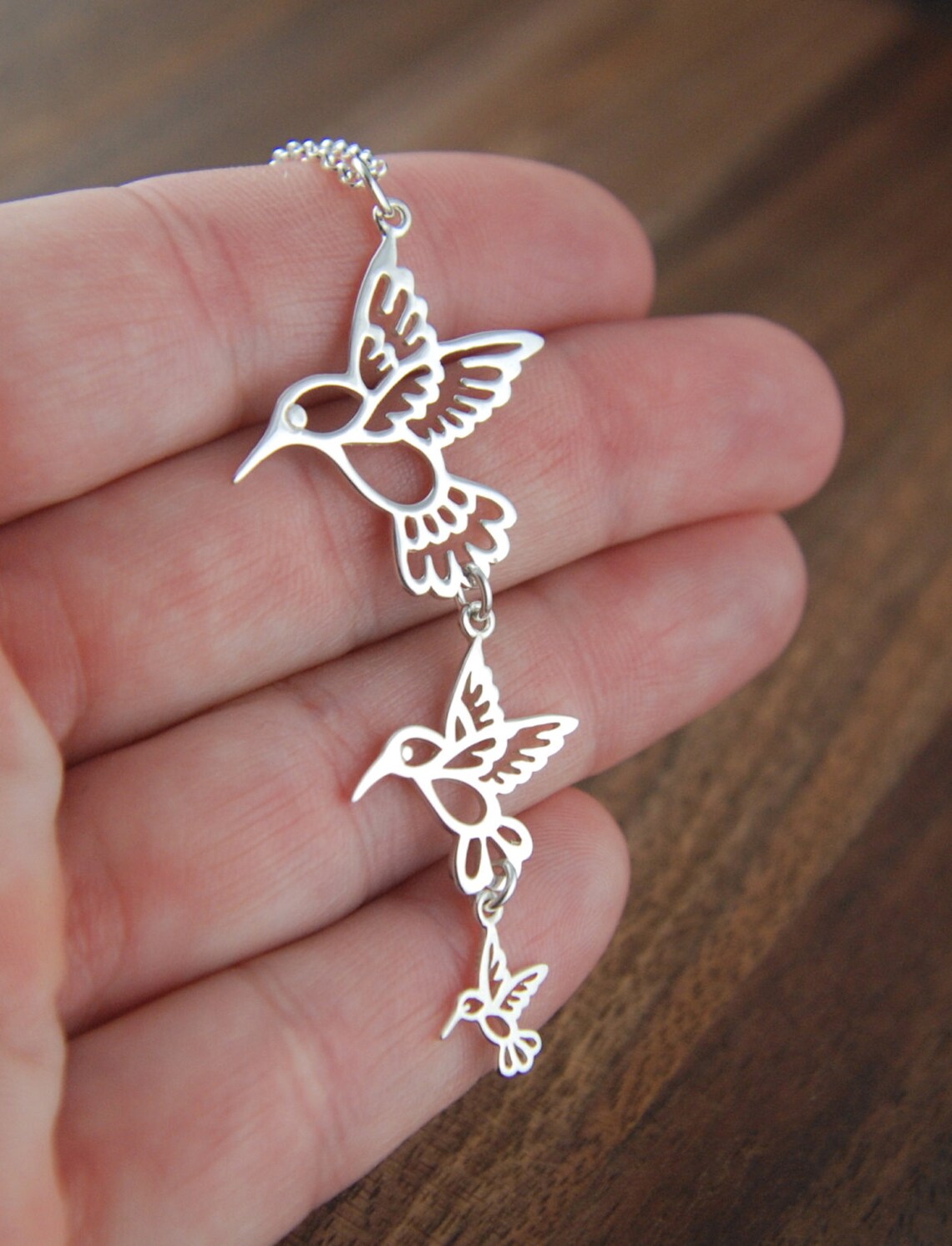 Mother and Daughters Hummingbird Charm Necklace in Sterling - Etsy