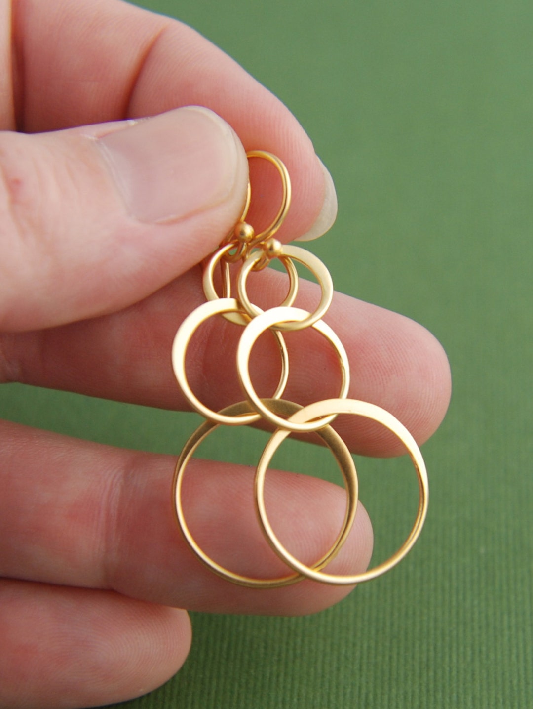 Gold Interlocking Circle Earrings, Gold Earrings, Gold Hoops, Entwined ...