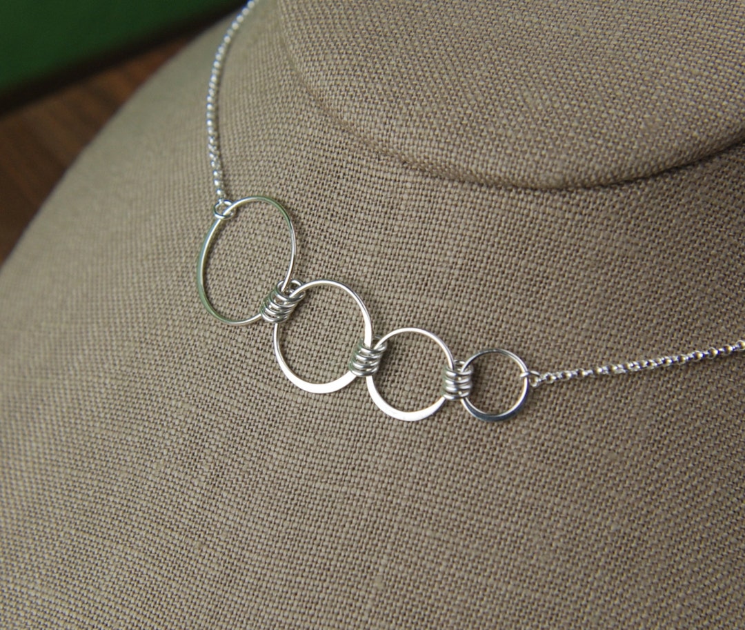 Graduated Four Circle Infinity Necklace in Sterling Silver, Entwined ...