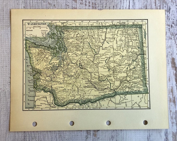 1920s Washington Map. Antique State Map of Washington. Old Historical ...