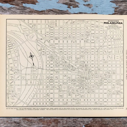 Philadelphia Vintage Map Print Philadelphia Map - Etsy