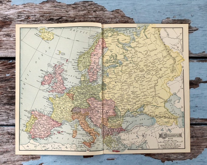 1912 Europe Map. Original Antique Lithograph Map of Europe. Vintage Map ...