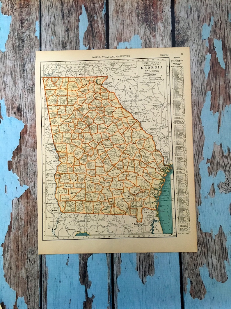 1937 Georgia Map. Vintage State Map of Georgia & Idaho. - Etsy