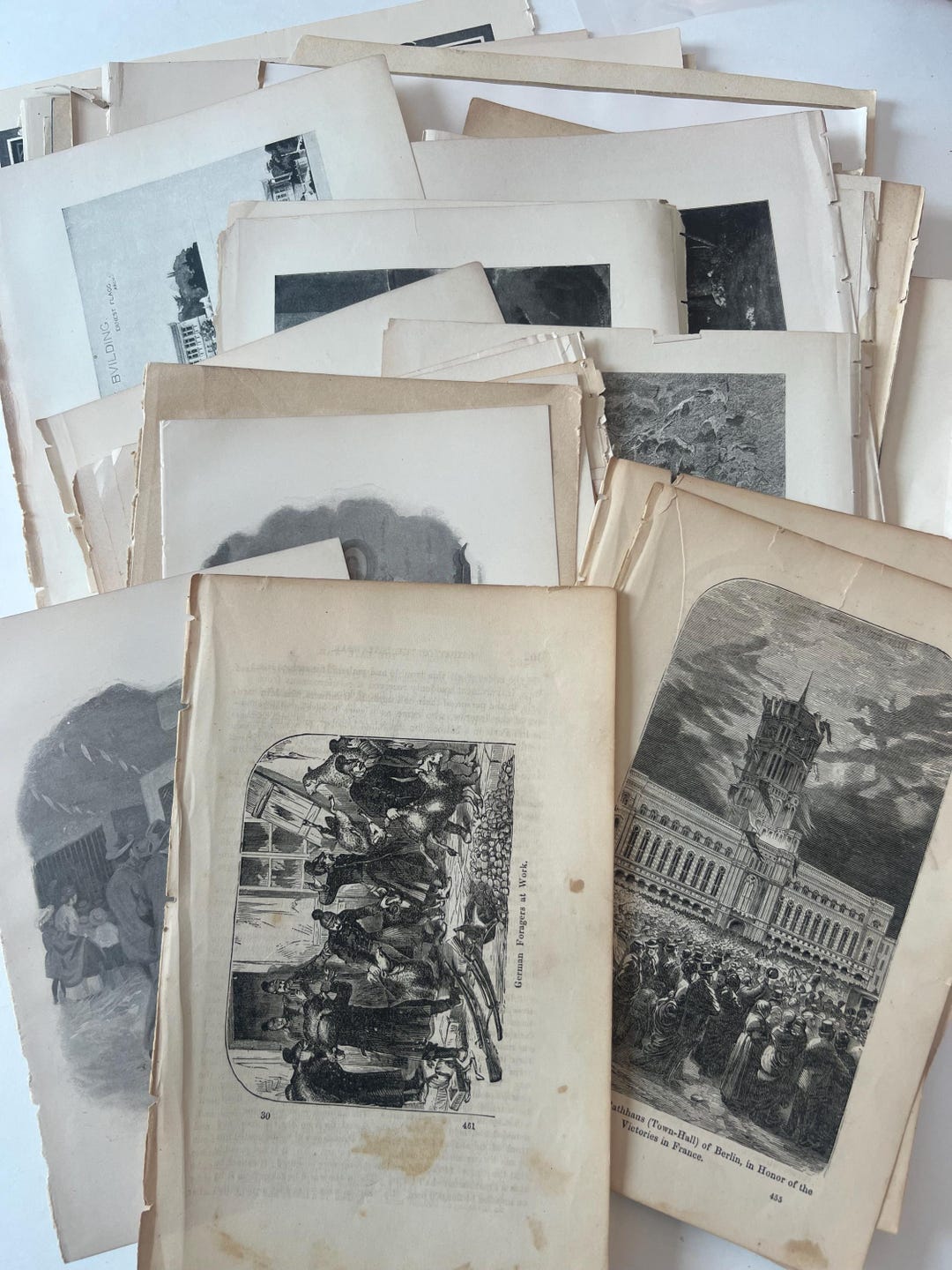 100 Antique Book Page Prints. 1800s-1900s Ephemera. Lithographs ...