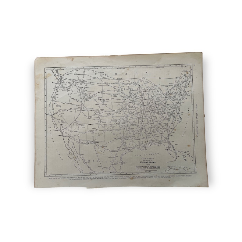 Railroad United States Antique Map. C1937. 89 Year Old Historical Print ...