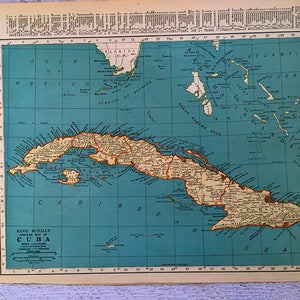 1937 Cuba Antique Map. Historical Print, Lithograph for Framing ...