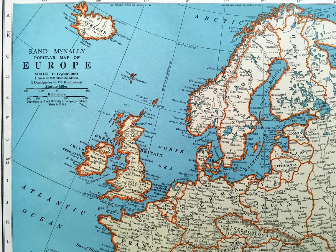 1937 Map of Europe. Vintage Map of Europe. Antique Historical - Etsy Canada