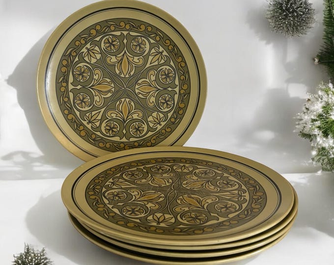 Set of Vintage Green Texas-ware Plates. Green Pattern. Melamine ...