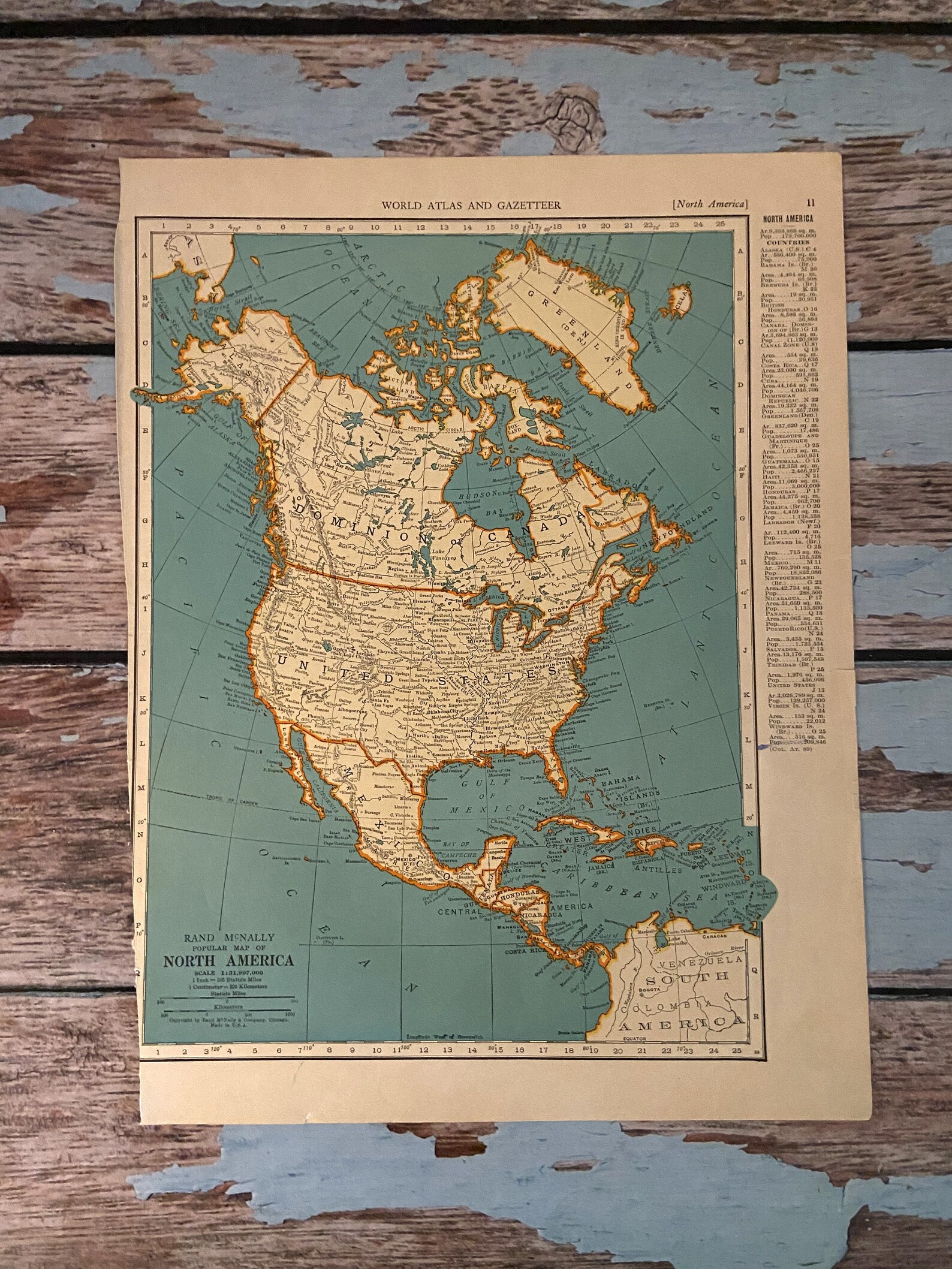 Antique Map of North America. Vintage North America Map 1937 | Etsy