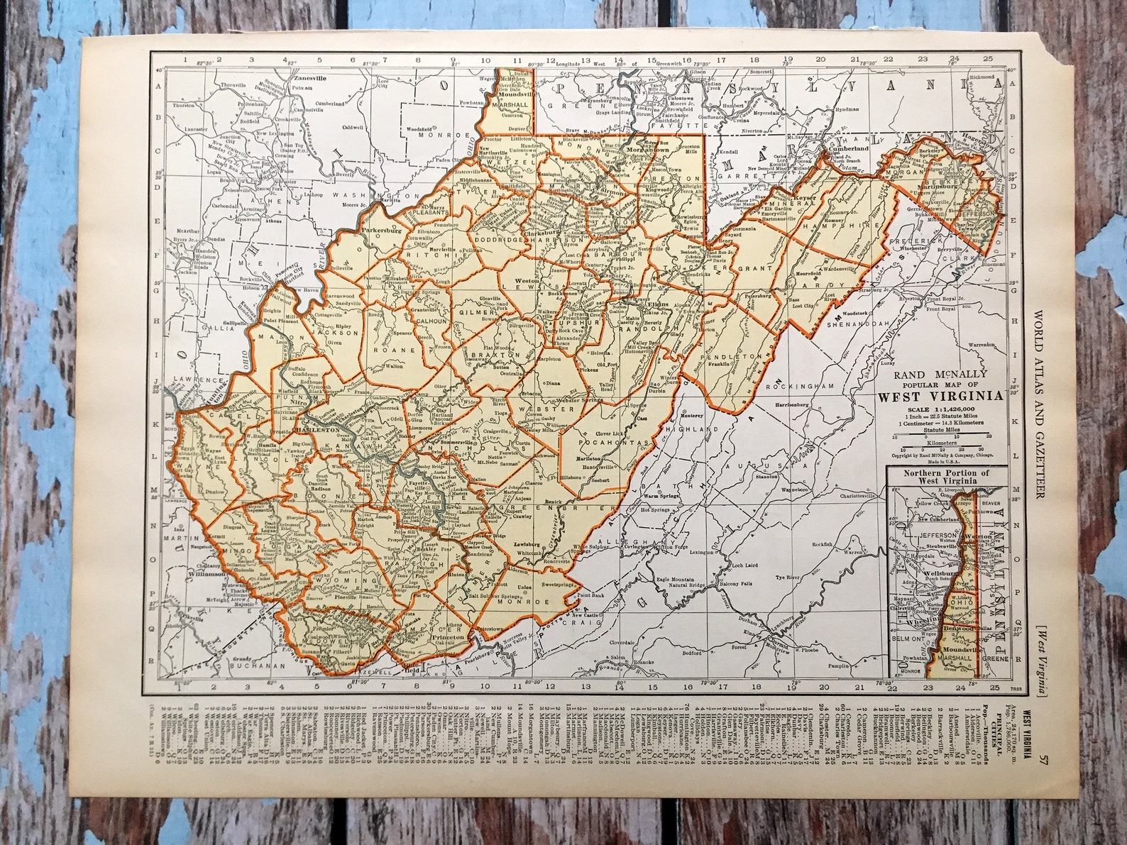 1937 West Virginia Antique Map. Old State Map of West - Etsy