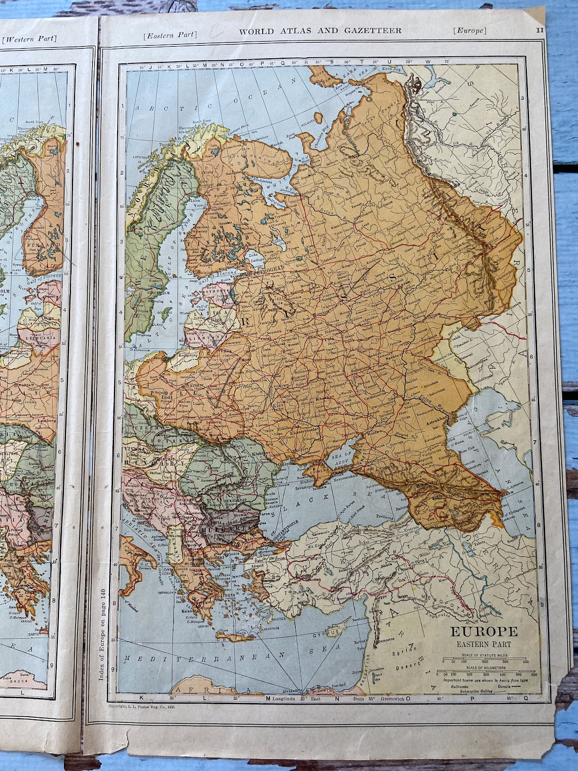 1926 Europe Antique Map. Old Map of Eastern and Western - Etsy