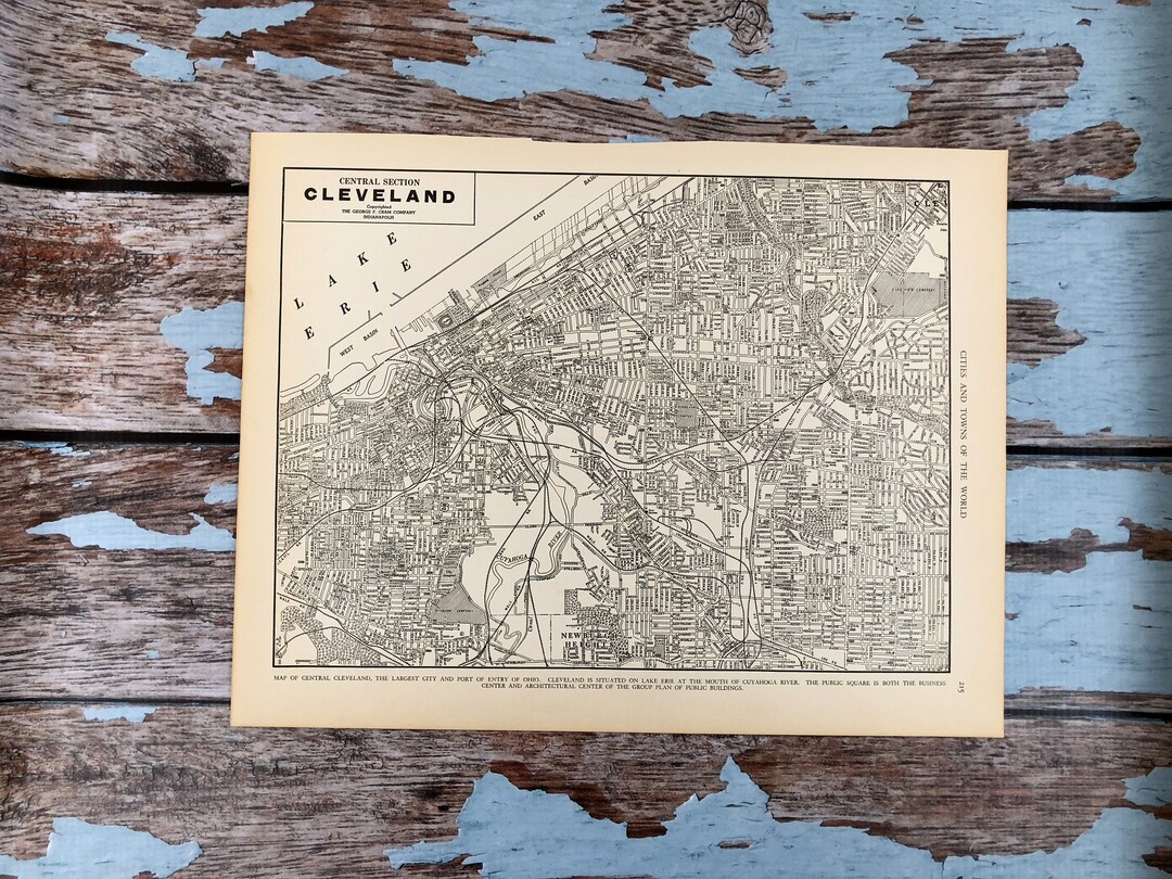 1937 Cleveland City Map. Antique Map of Cleveland Ohio. Historical ...