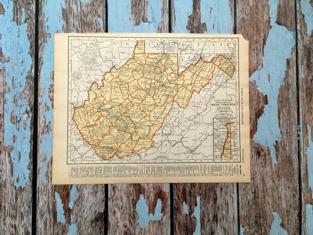 1937 West Virginia Antique Map. Old State Map of West Virginia ...
