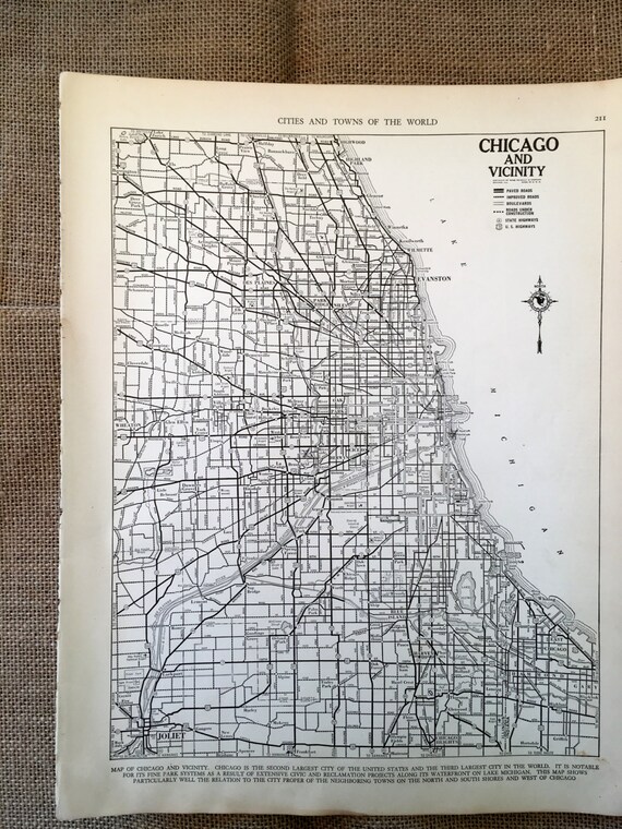 Antique Map of Chicago. Chicago City Map. 1937 Historical | Etsy