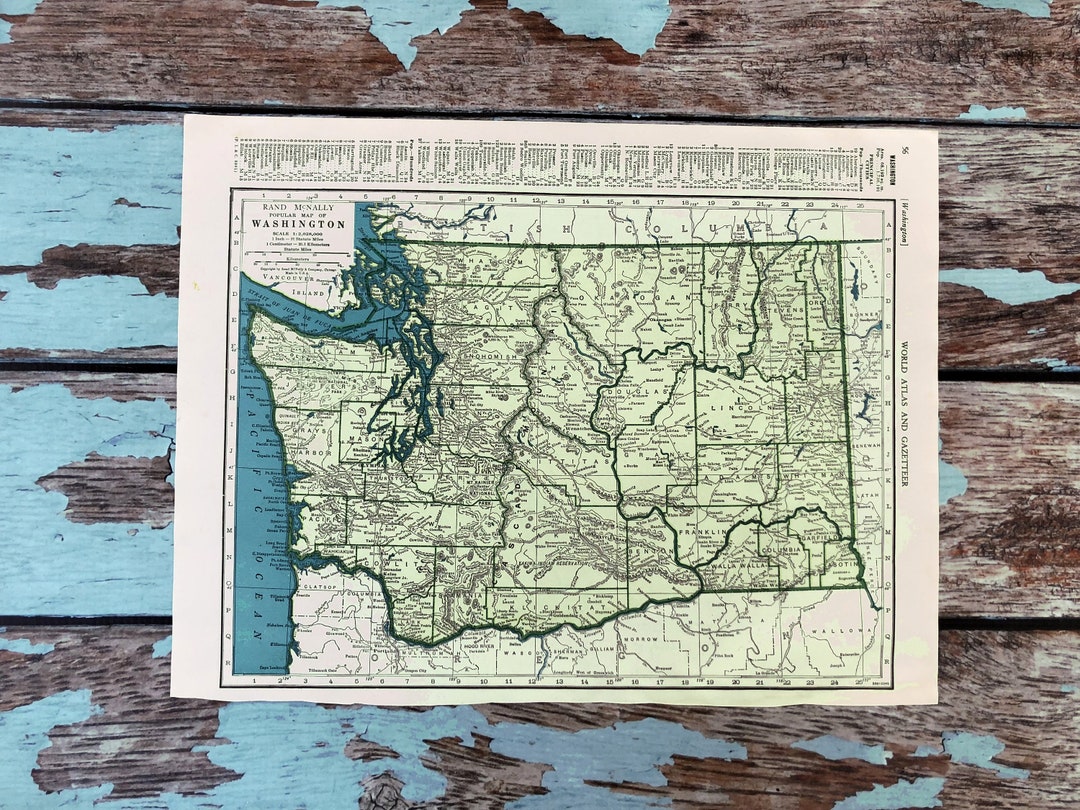 1940 Washington Map. Old State Map of Washington. Antique Historical ...