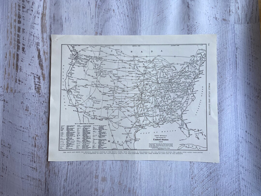 1937 Railroad Map. Antique Map of United States Railroad Lines ...