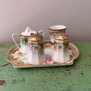 Antique RS Germany Condiment Set. Hand Painted Porcelain. Salt and ...