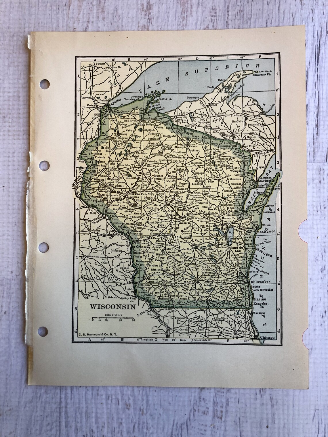 1920s Wisconsin Map. Antique State Map of Wisconsin. Old | Etsy