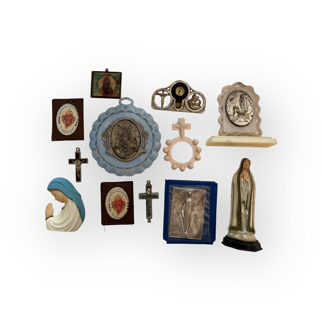 Mid Century Catholic Reliquary Collection. 12 Piece Religious ...