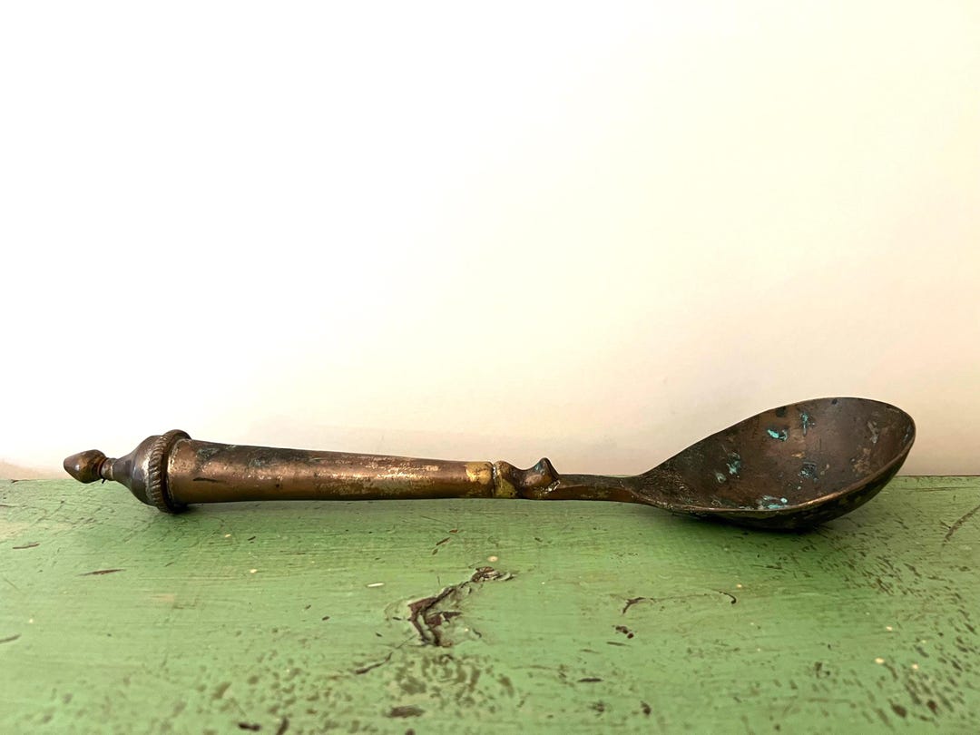 Antique Brass Hindu Puja / Pooja Spoon. Ceremonial Purification ...