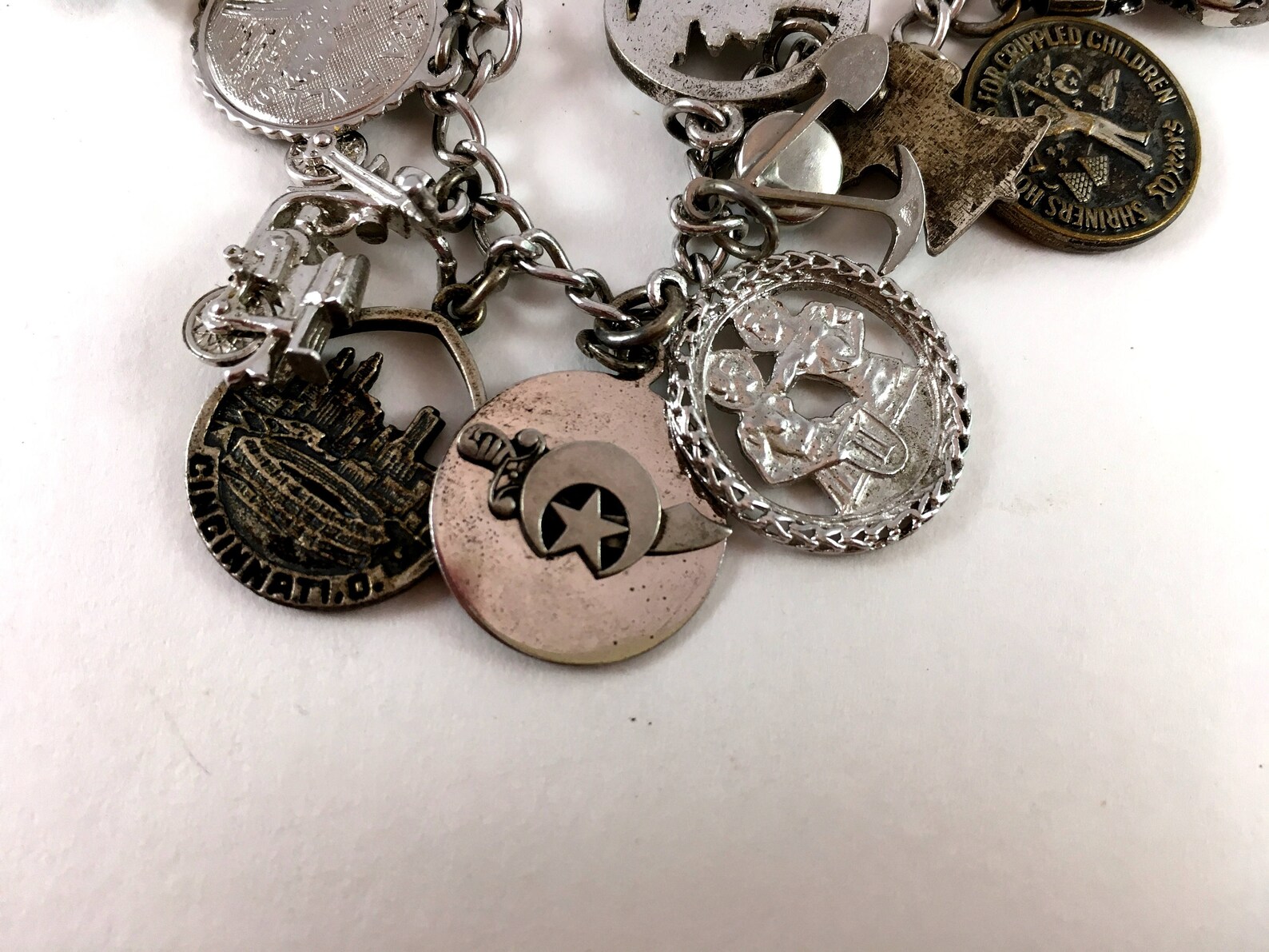 Sterling Silver Charm Bracelet W Shriners' Charms. 7 - Etsy